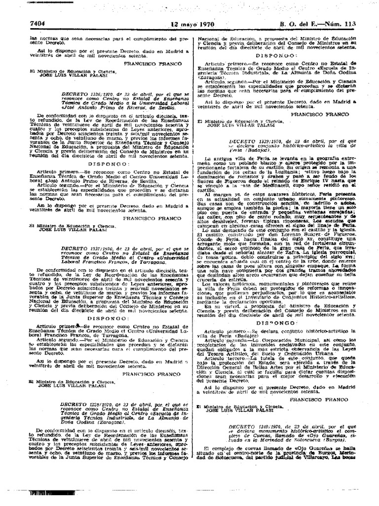 BOE 12 MAYO 1970 DECLARACION BIC FERIA | PDF | Gobierno de españa | España
