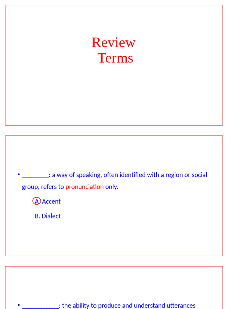 Review 3 - KEY (1) in | PDF | Dialect | Languages