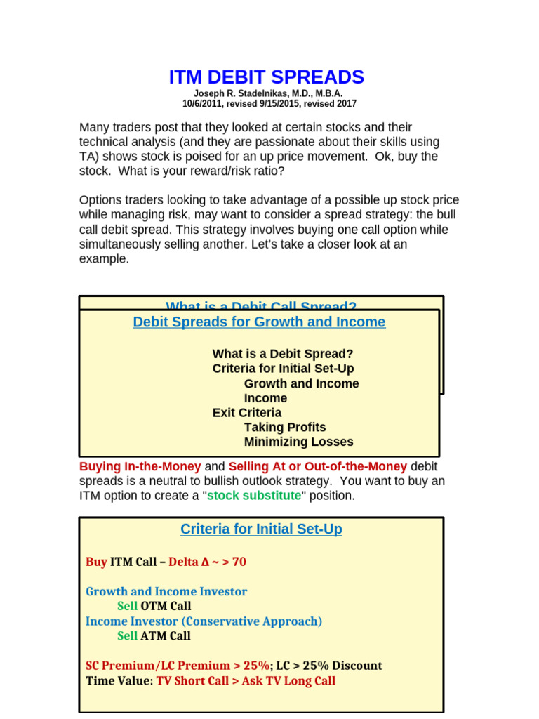Bull Call Debit Spread Strategy Guide | PDF | Option (Finance) | Moneyness