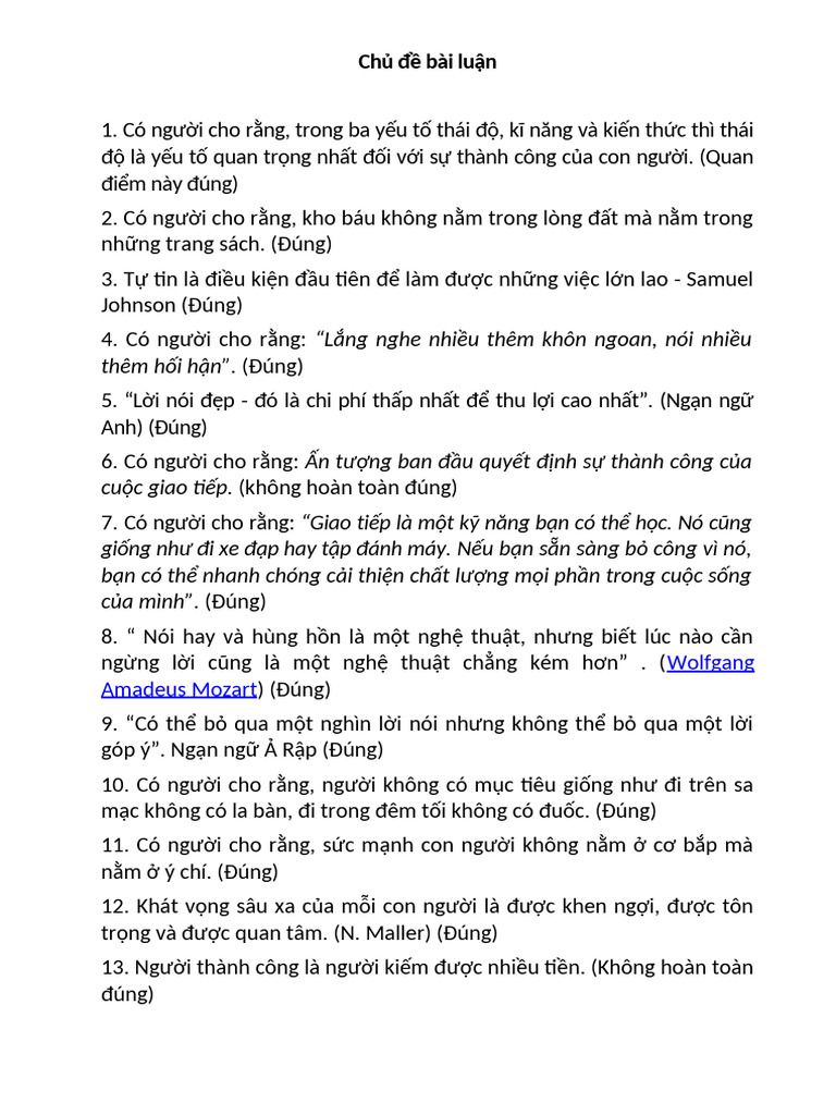 Chu de Bai Luan | PDF