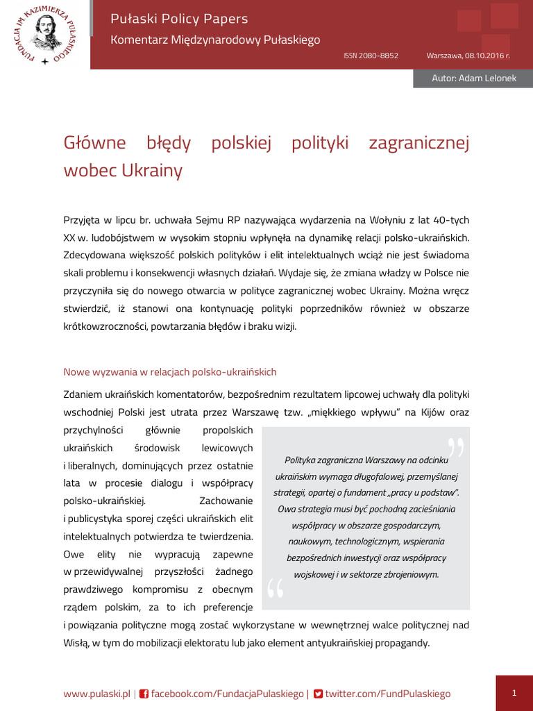 Pulaski Policy Papers NR 24 16 | PDF