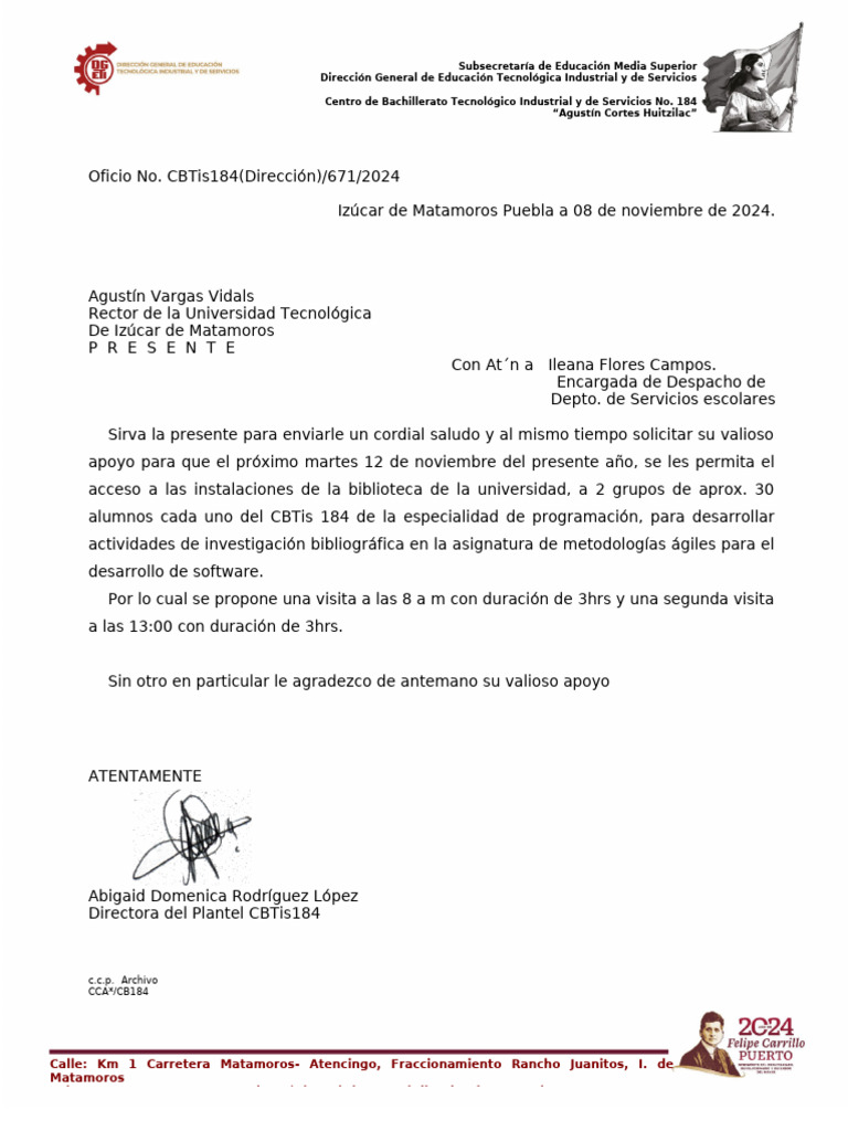 Oficio No 671 Solicitud de Biblioteca | PDF