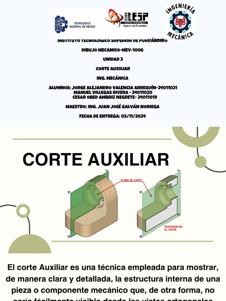 Exposicion U3 Corte Auxiliar | PDF | Perpendicular | Geometría
