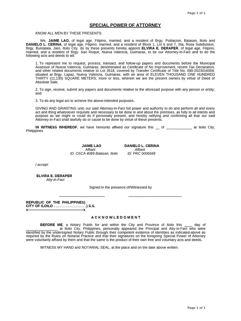 Property Representation Authorization | PDF | Private Law | Civil Law ...