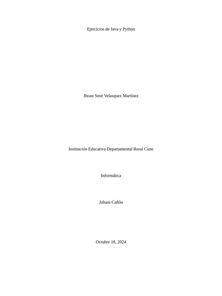 Ejercicios de Java y Python | PDF | Programación de computadoras | Java (lenguaje de programación)