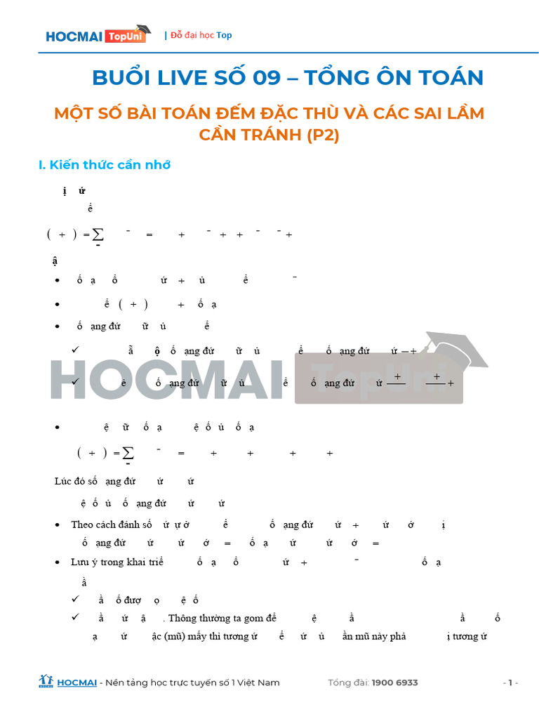 TLBG Toan Buoi-9 Topuni Mot So BT Dem Dac Thu Va Cac Sai Lam Can Tranh p2-20240816044331 - Vvy2 ...