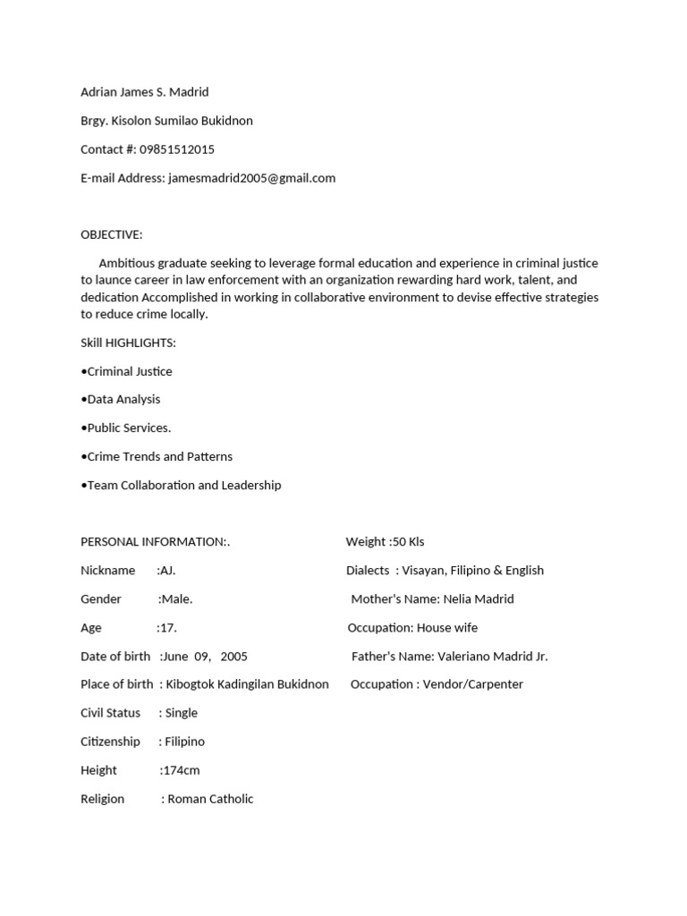 Adrian Resume | PDF | Career & Growth | Wellness