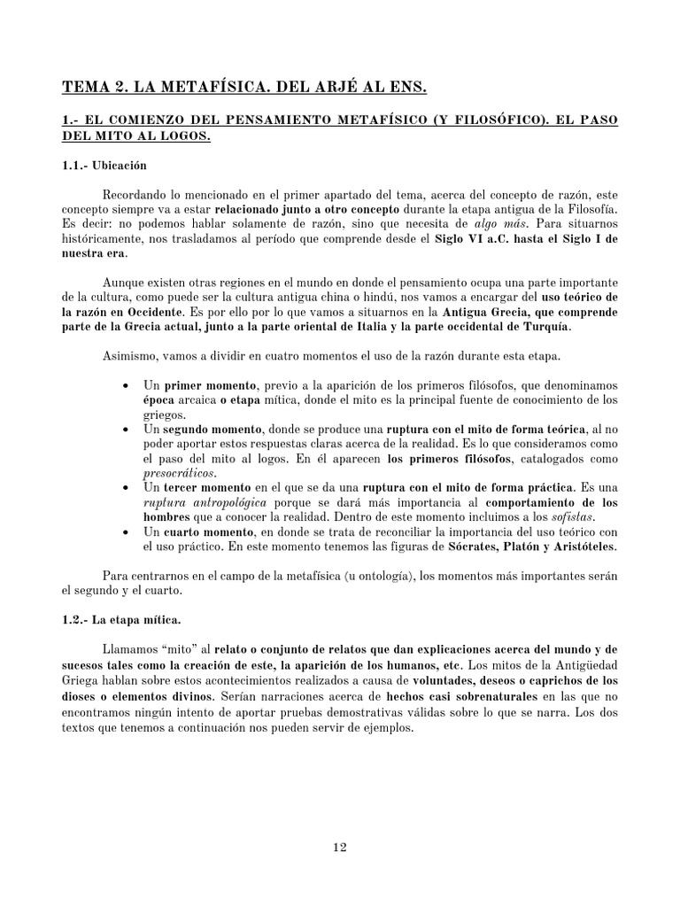 Tema 2 Fil 1bach | PDF | Platón | Existencia
