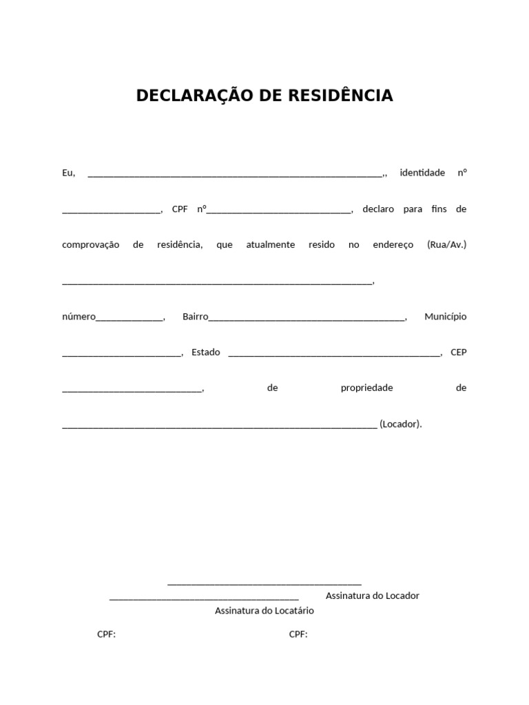 Declaração de Moradia | PDF