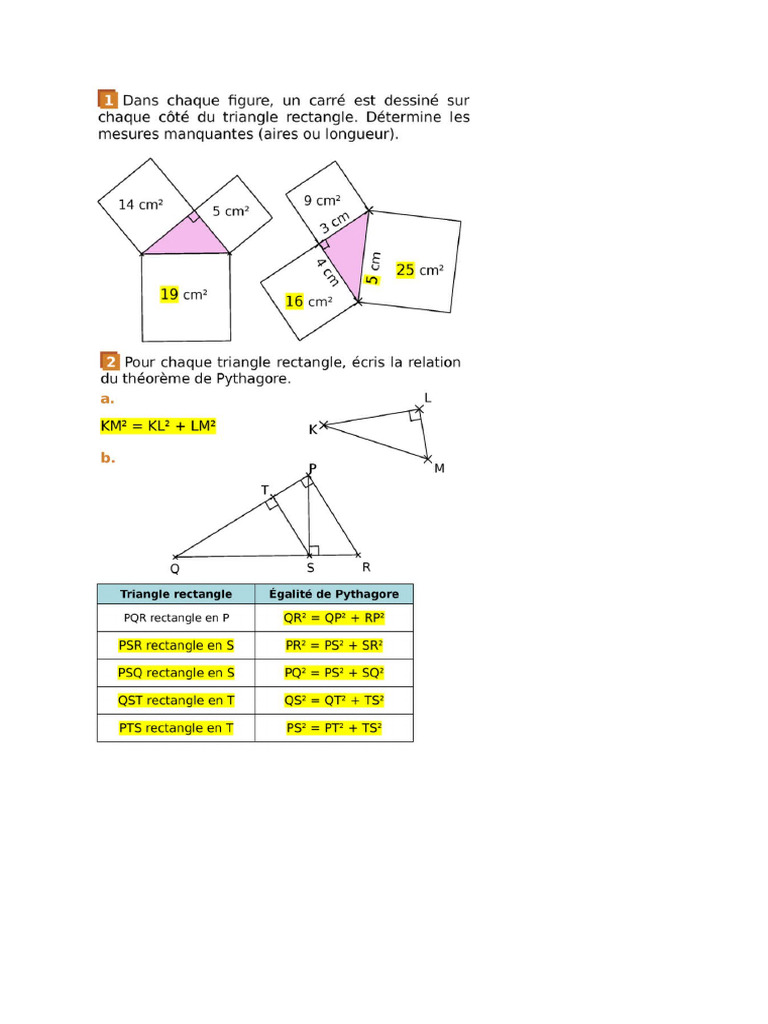 Correction Exercices Pythagore (1) | PDF