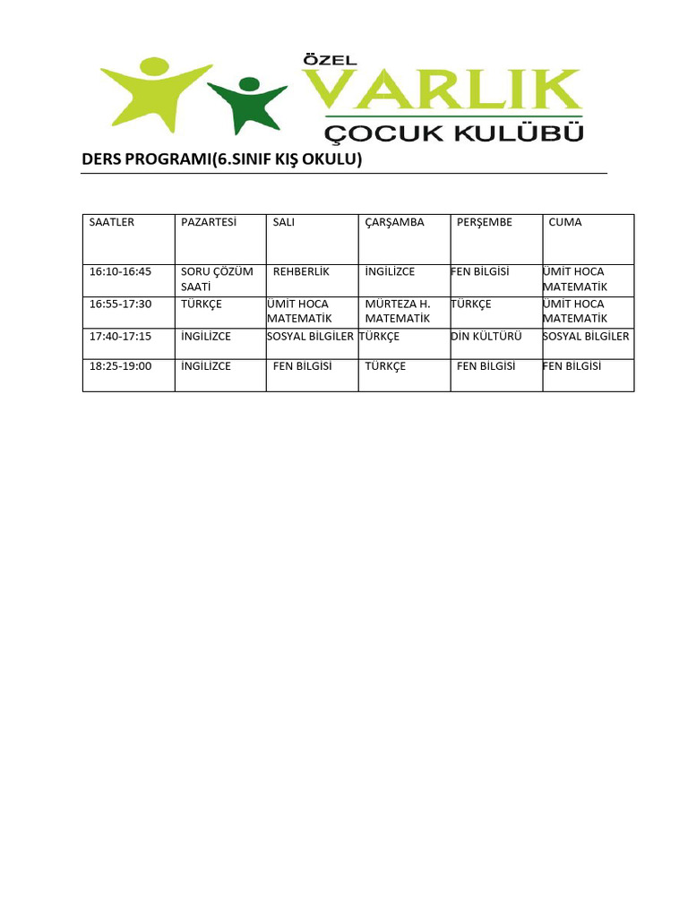 6.sinif Ders Programi | PDF