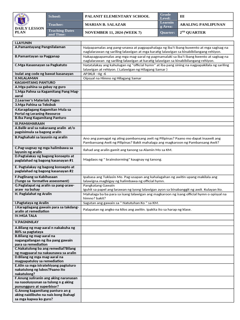 Daily Lesson Plan AP | PDF