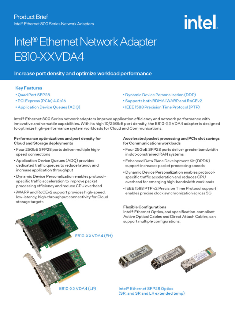 Intel Ethernet Network Adapter E810-XXVDA4 Product Brief | PDF ...