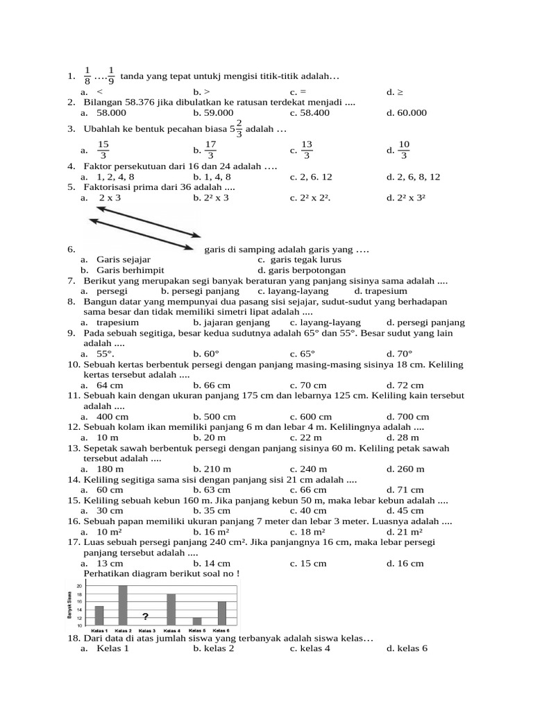 Soal PAT KELAS 4 MTK | PDF