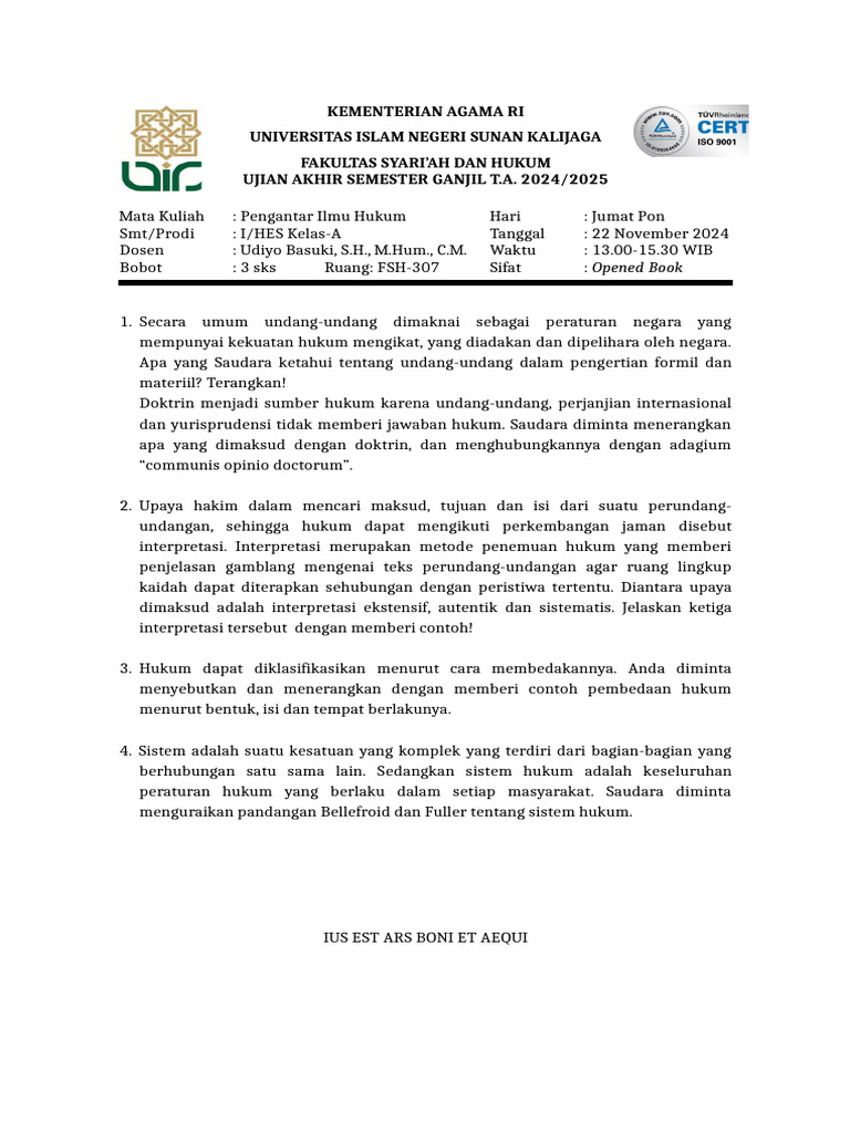 Uas Pih 2024 Hes-A | PDF