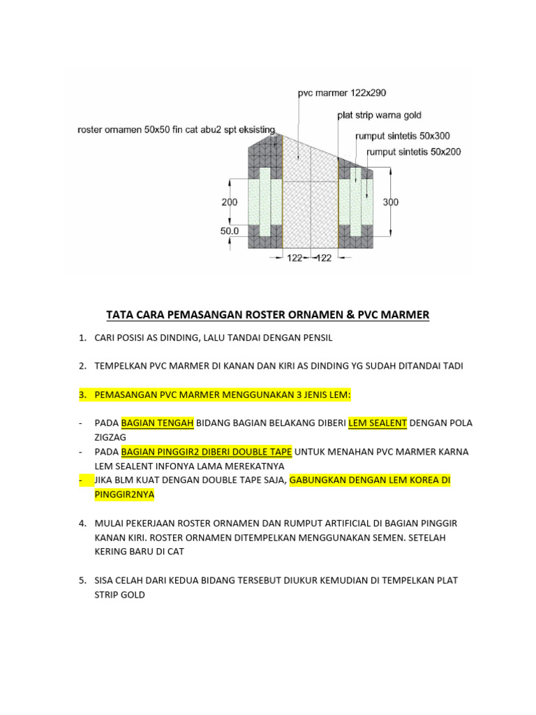 Tata Cara Pemasangan Roster Ornamen | PDF | Teknologi & Rekayasa