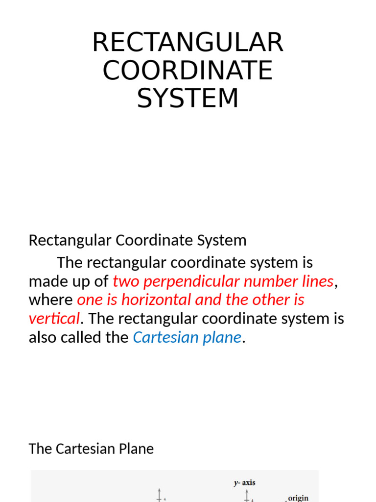 Rectangular Coordinate System | PDF | Teaching Methods & Materials