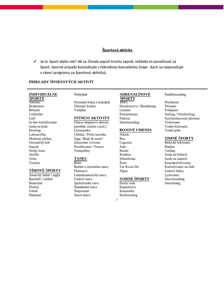 Priklady Na Aktivity - DofE | PDF
