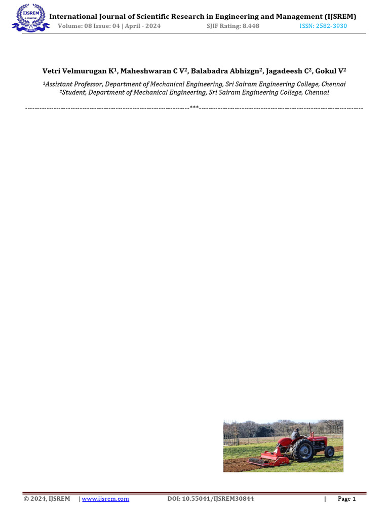 Solar-Powered Tiller Design and Fabrication | PDF | Electric Motor ...