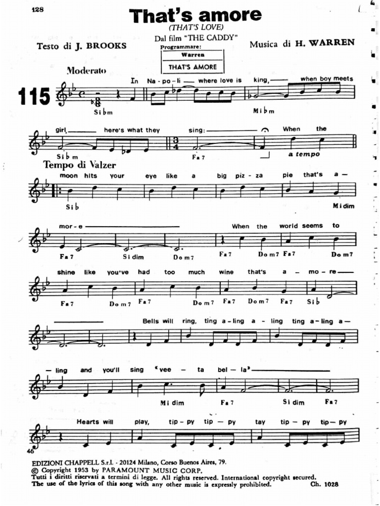 Dean Martin - That's Amore | PDF