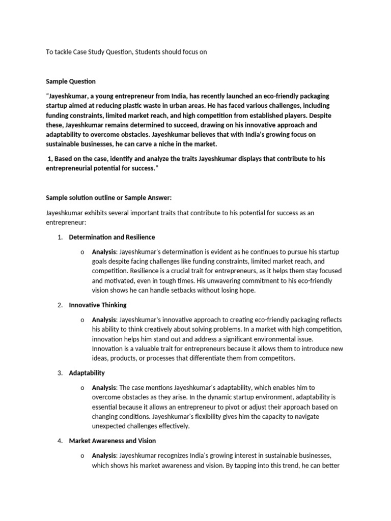 Entrepreneurship Case Study By Jayesh Sir Pdf Entrepreneurship