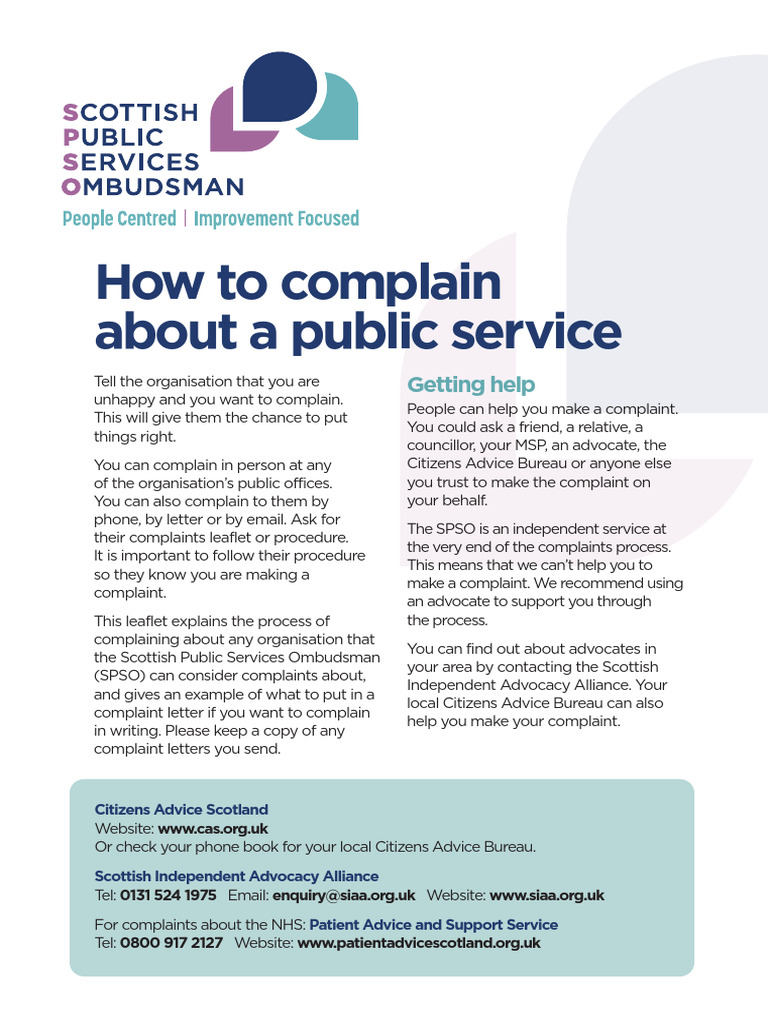 2018 Info 1 How To Complain About A Public Service | PDF