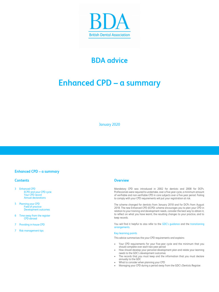 Enhanced CPD Summary 2020 | PDF | Professional Development | Health Care