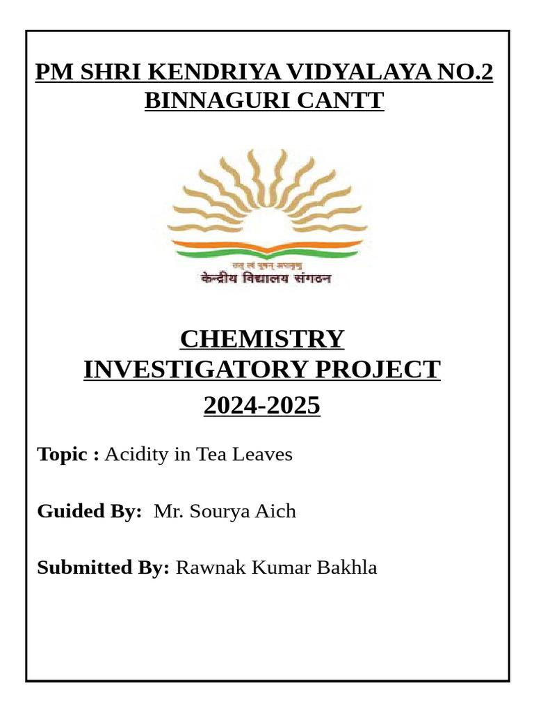Rawnak Chemistry Project | PDF | Tea | Filtration