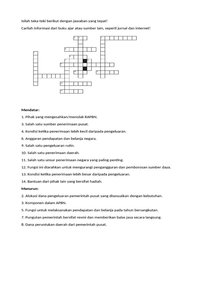 Soal Teka-Teki Xii Apbn-Apbd 2024 | PDF | Pengelolaan Keuangan & Uang