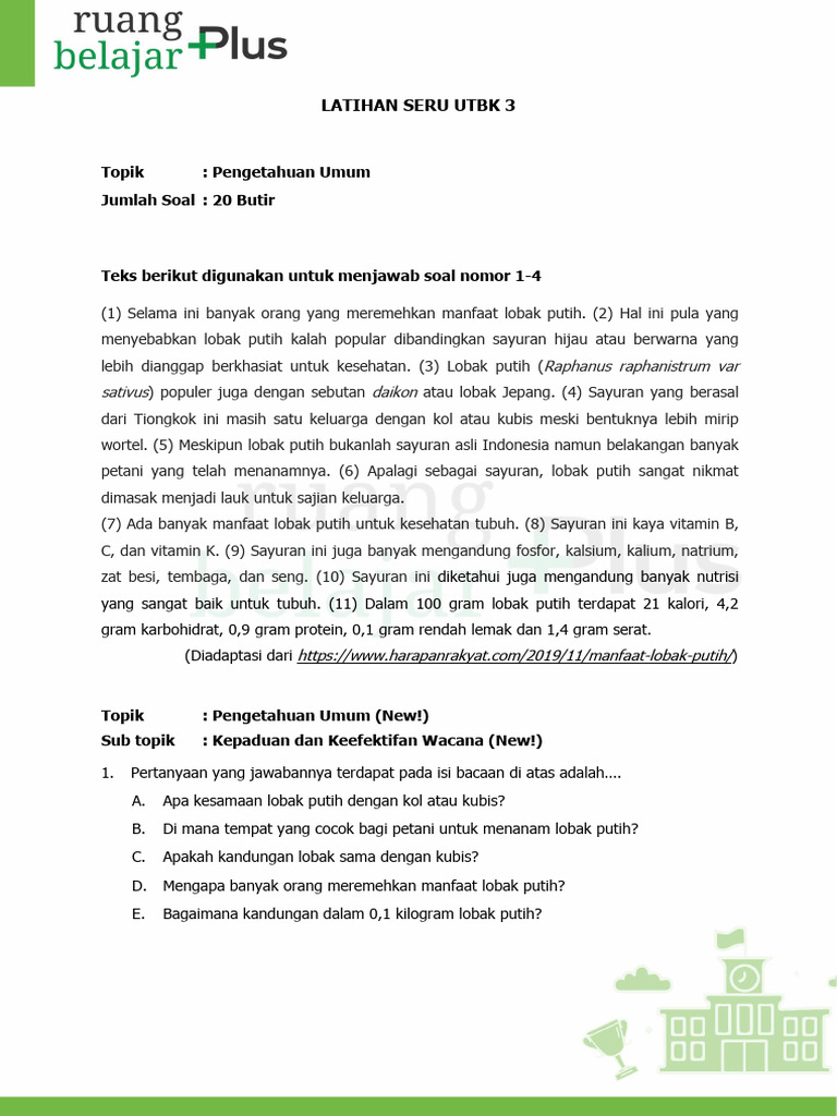 Latihan Seru UTBK 3 | PDF | Seni
