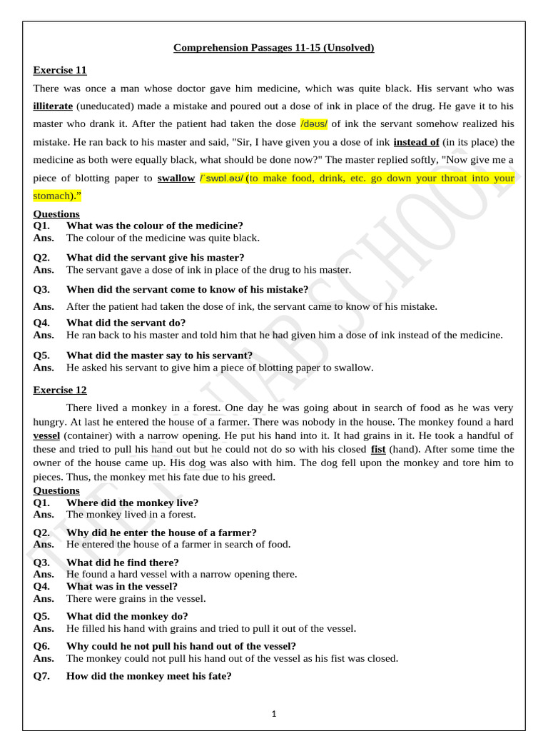 Comprehension Passages, Class IX | PDF | Desert | Camel