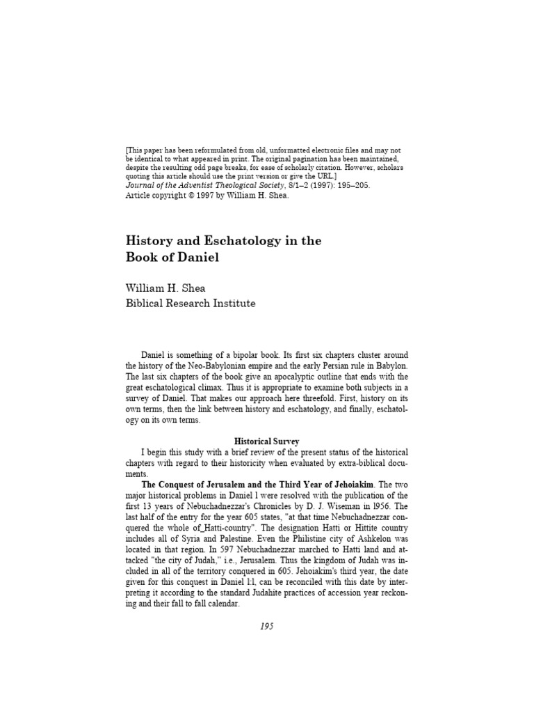 History and Eschatology in The Book of Daniel | PDF | Book Of Daniel ...