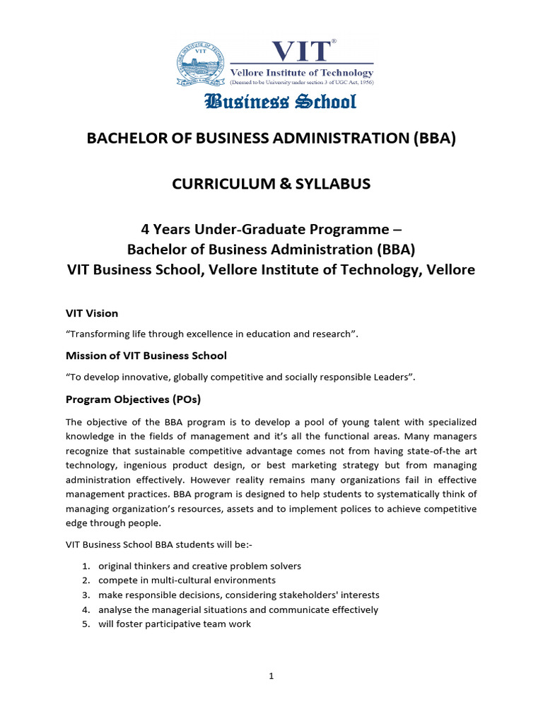 BBA Curriculum 2023 | PDF | Analytics | Information