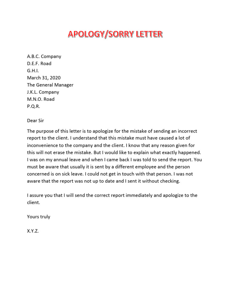 Apology for Incorrect Client Report | PDF