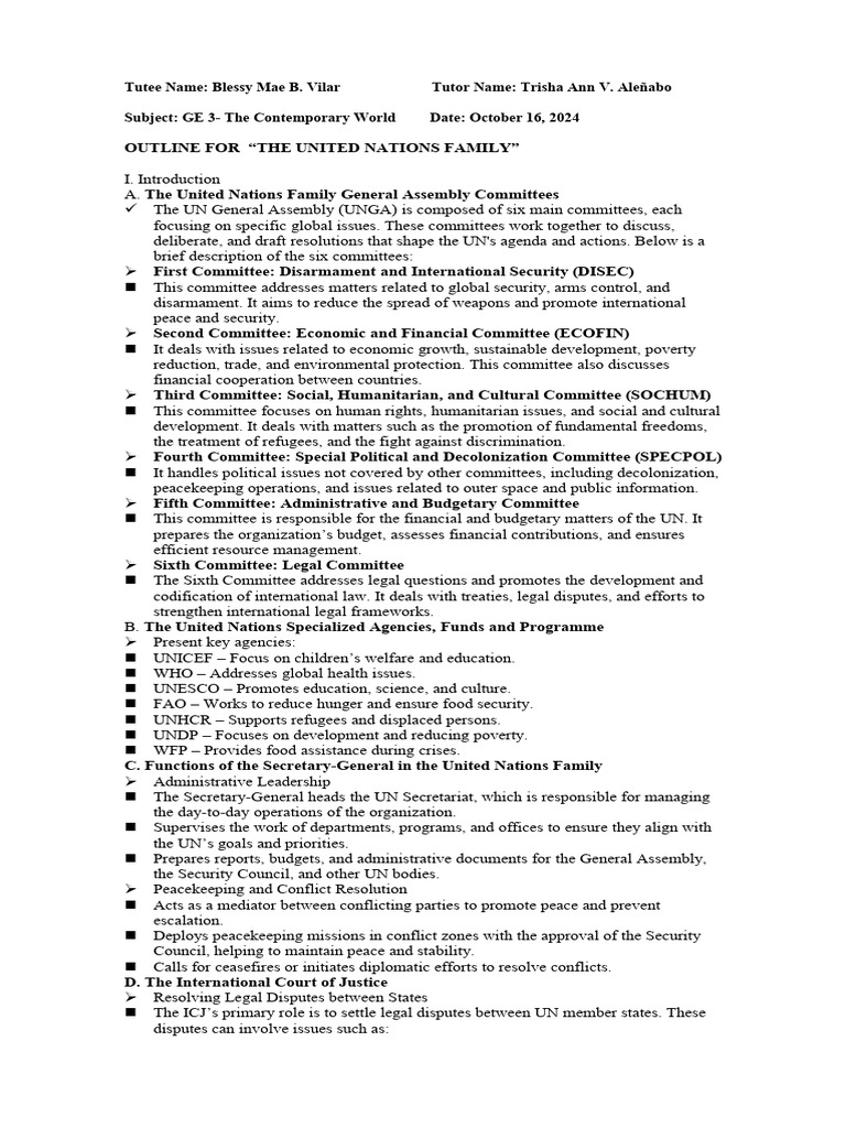 Overview of the United Nations Family | PDF | United Nations ...