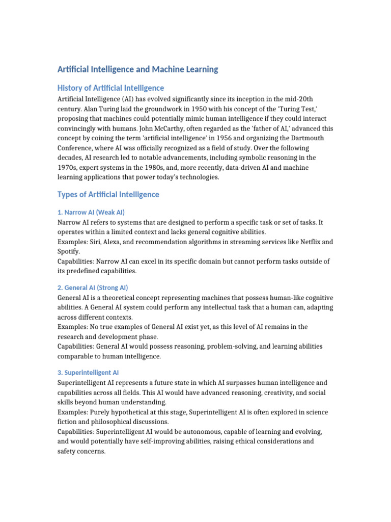 AI and Machine Learning Report | PDF | Artificial Intelligence | Intelligence (AI) & Semantics