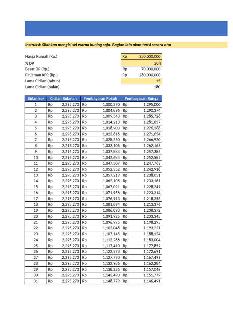 File Excel - Perhitungan KPR | PDF