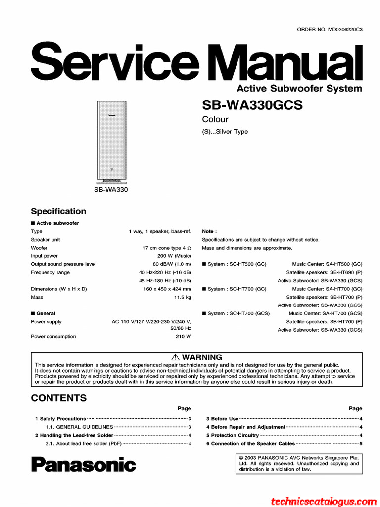 Technics SB-WA330GCS | PDF