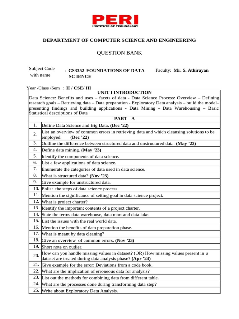 Updated Cs3352 - Foundations of Data Science - Duraimurugan | PDF | Regression Analysis | Linear ...