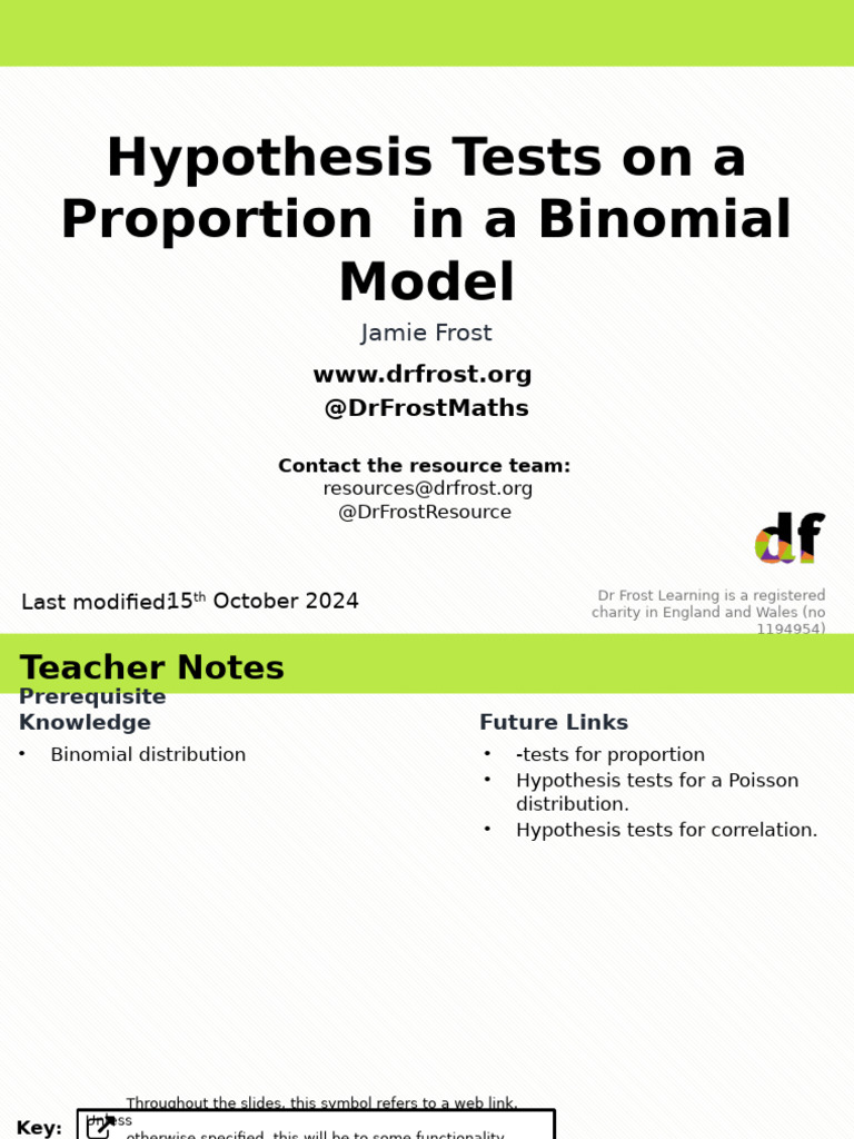 Hypothesis Testing For Proportion - Lesson | PDF | Statistical ...