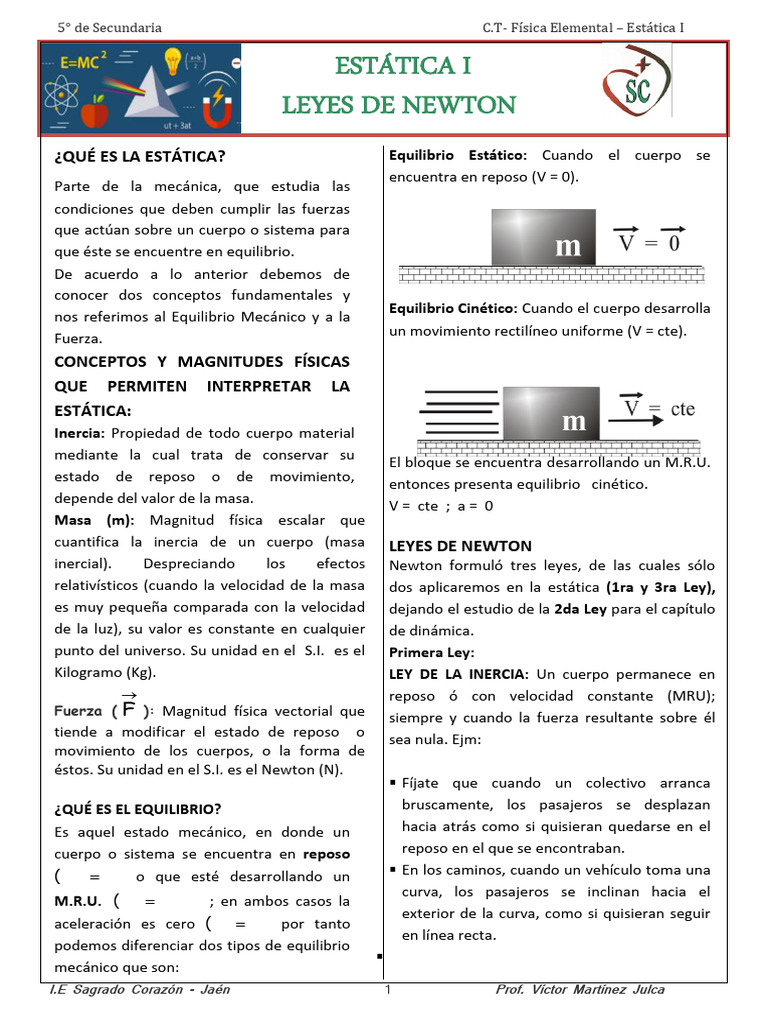 Estática: Conceptos y Leyes Fundamentales | PDF | Fuerza | Las leyes ...
