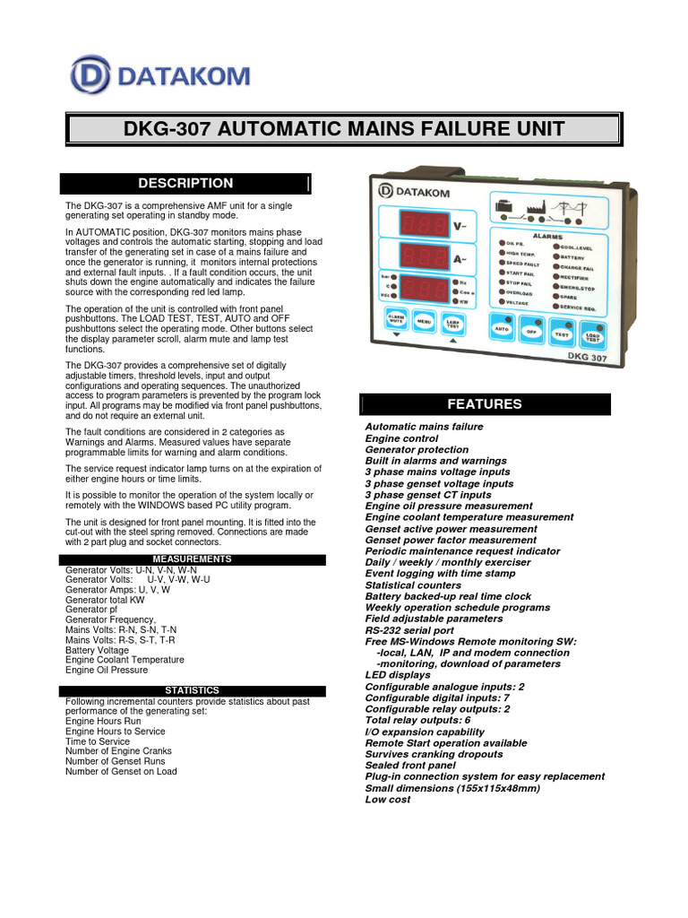CJ90FS - DKG307 Control Module Brochure | PDF | Mains Electricity | Relay