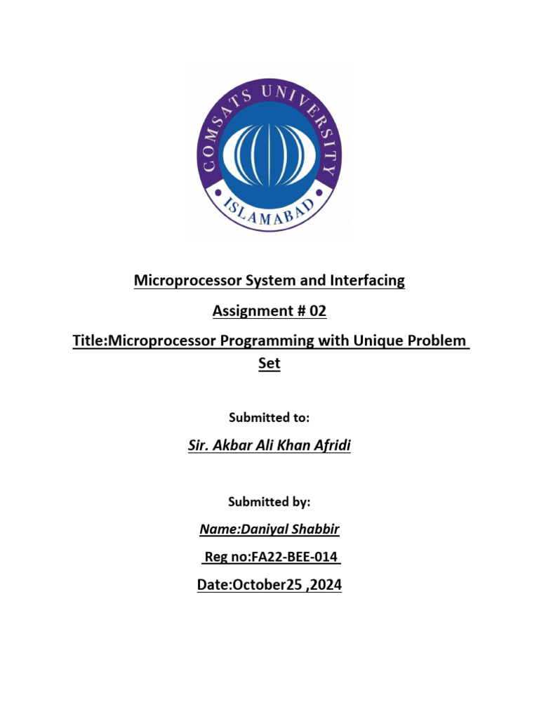 Microprocessor Programming Assignment 02 | PDF | Computer Programming | Computer Architecture