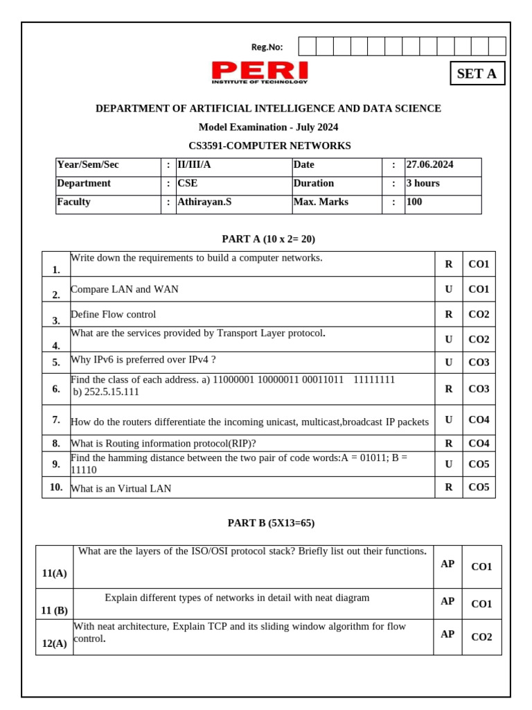 Cs3591 Computer Networks Model Question Pdf Computer Network I Pv6