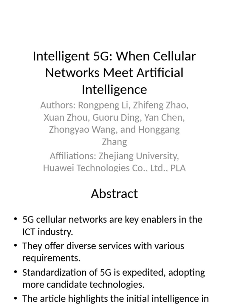 Intelligent 5G Presentation | PDF | Artificial Intelligence | Intelligence (AI) & Semantics