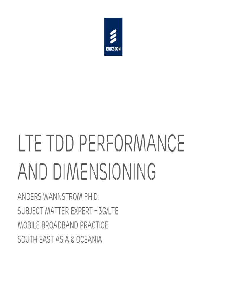 TDD LTE Performance and Dimensioning | PDF | Duplex (Telecommunications ...