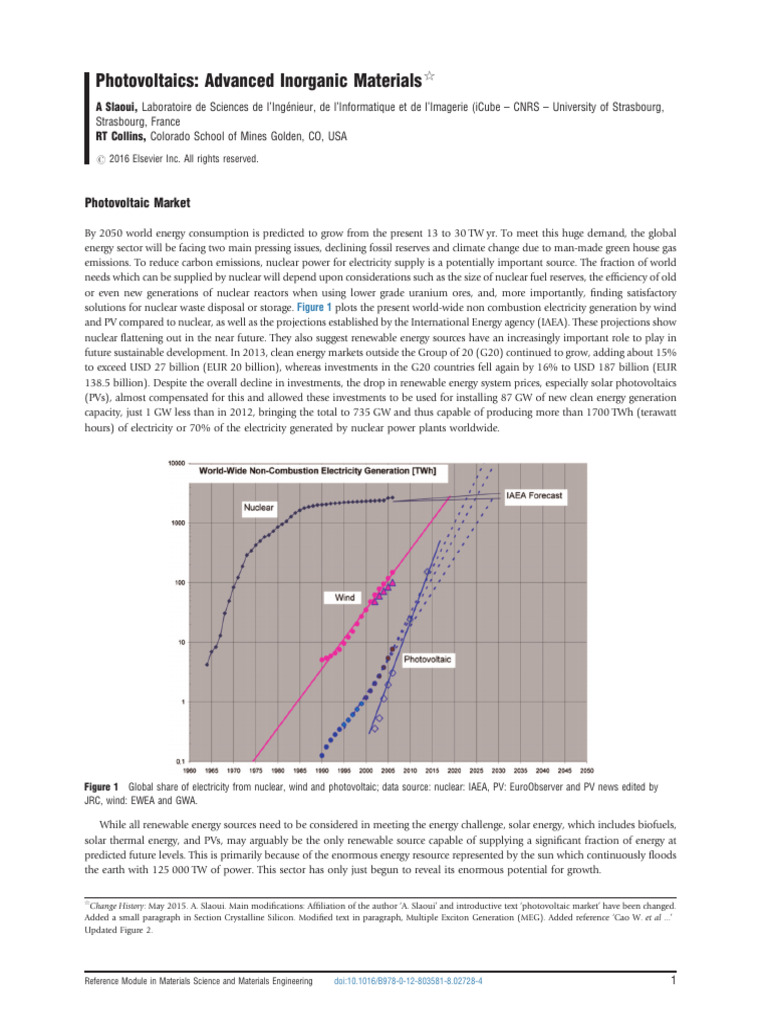 Photovoltaics: Advanced Inorganic Materials: Photovoltaic Market | PDF ...