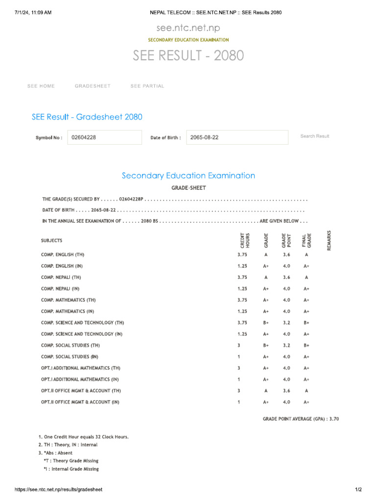 See Gradesheet | PDF