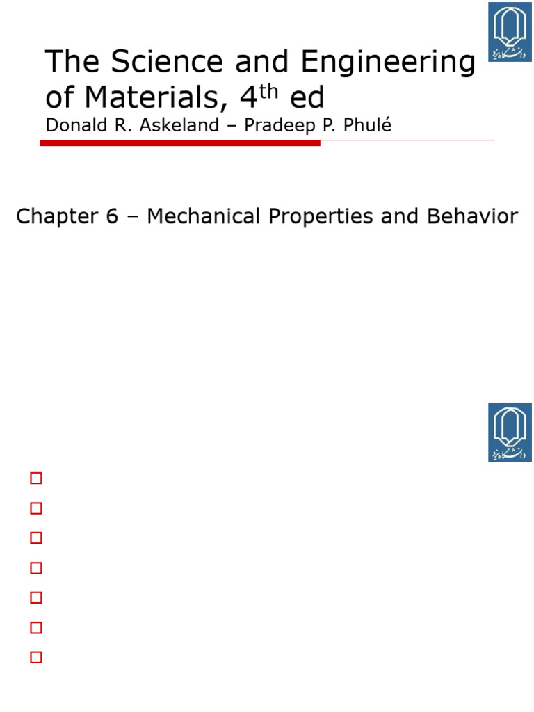 Chapter 6 - Mechanical Properties and Behavior | PDF | Deformation (Engineering) | Ductility