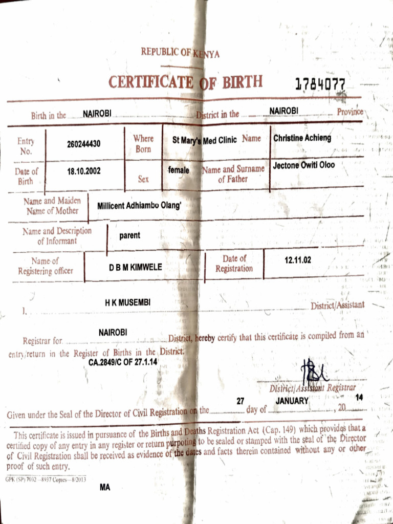Md. Milly Birth Cert | PDF